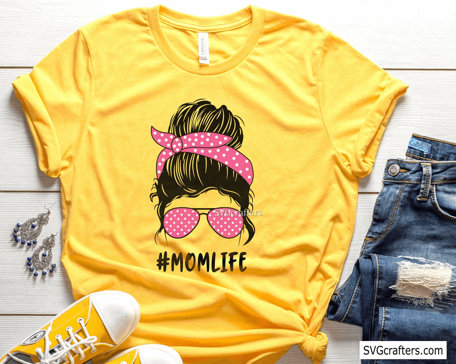 Momlife Svg Polka Dots Svg Mom Life Svg Messy Bun Svg Mom - Etsy