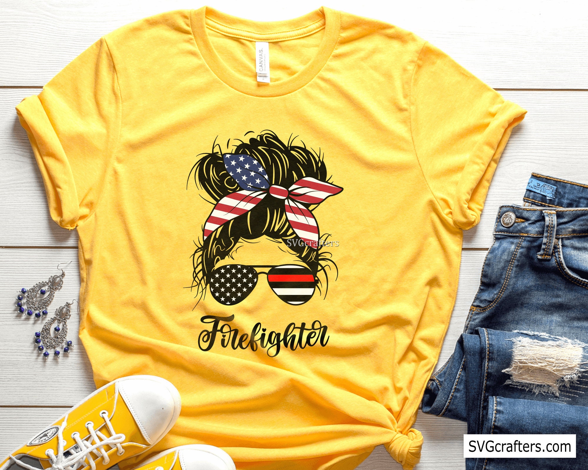 Messy Bun Firefighter Svg, Fireman Svg, Fire Dept Svg, Fire Department ...