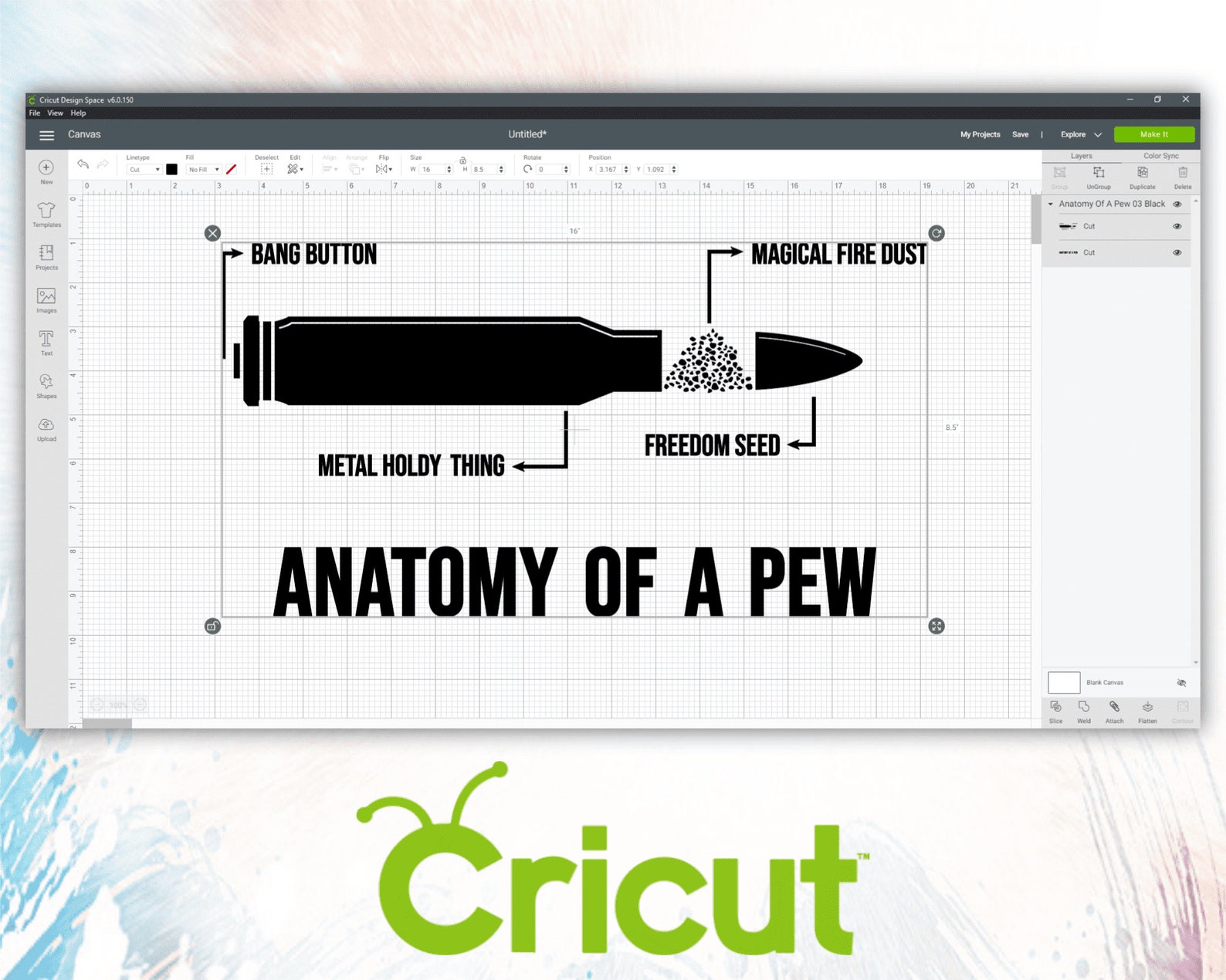Anatomy of a pew svg pew pew svg gun svg triggernometry | Etsy