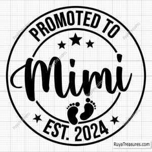 Promoted to Mimi Svg Png, Baby Announcement Svg, Established Svg, Mimi ...