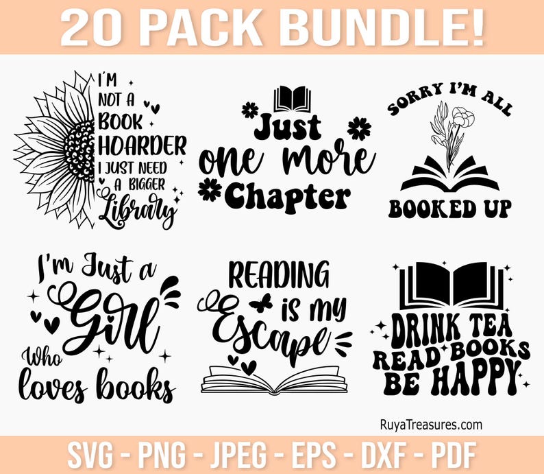 Reading Svg Bundle, Book Svg, Reading Design, Reading Quote Svg, Book ...