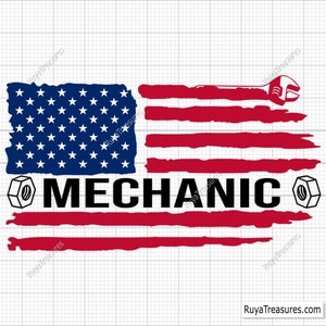 Mechanic Flag Svg Png, Mechanic American Flag Svg, Wrench Svg Png ...