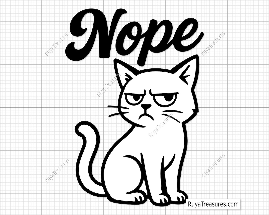 Nope Grumpy Cat Svg, Funny Cat Face Svg, Sarcastic Cat Saying Svg ...