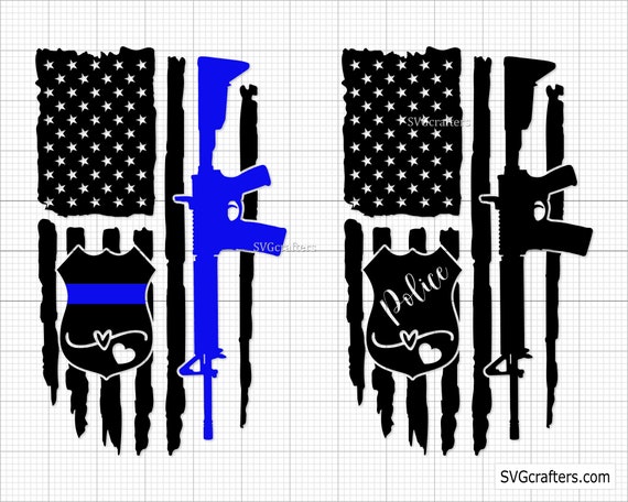 Distressed Flag With Police Badge Svg Police Svg Back the - Etsy