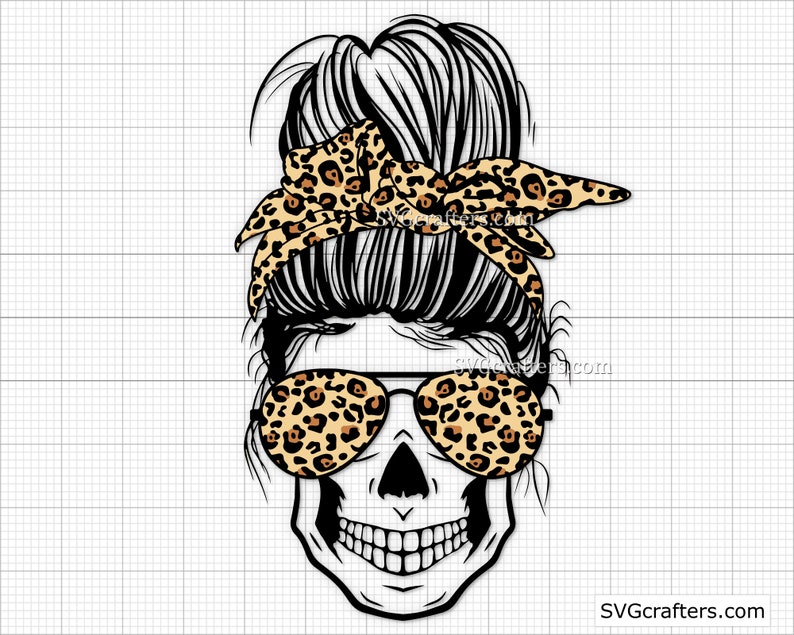 Leopard Momlife Svg Mom Life Svg Messy Bun Svg Mom Skull Etsy