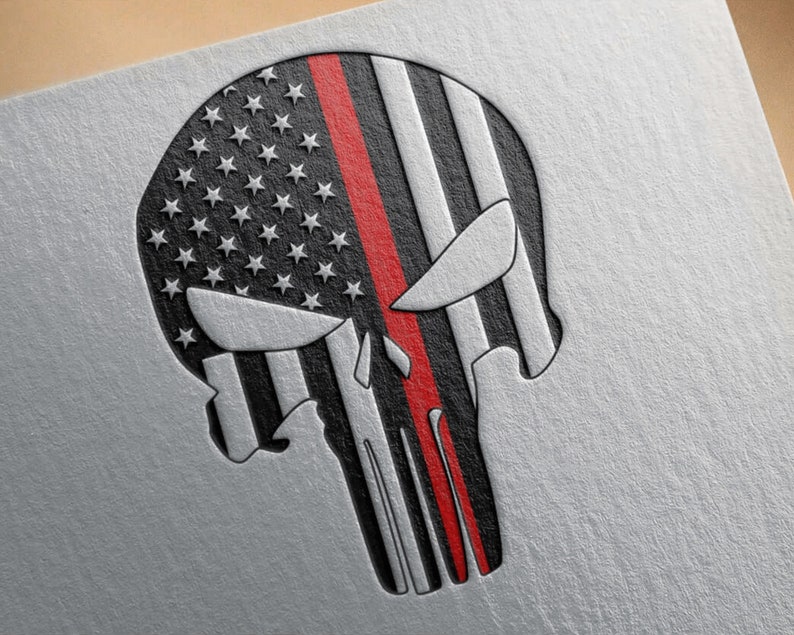 Punisher Skull US Flag Thin Red Line Svg, Firefighter Flag Svg, Fireman ...