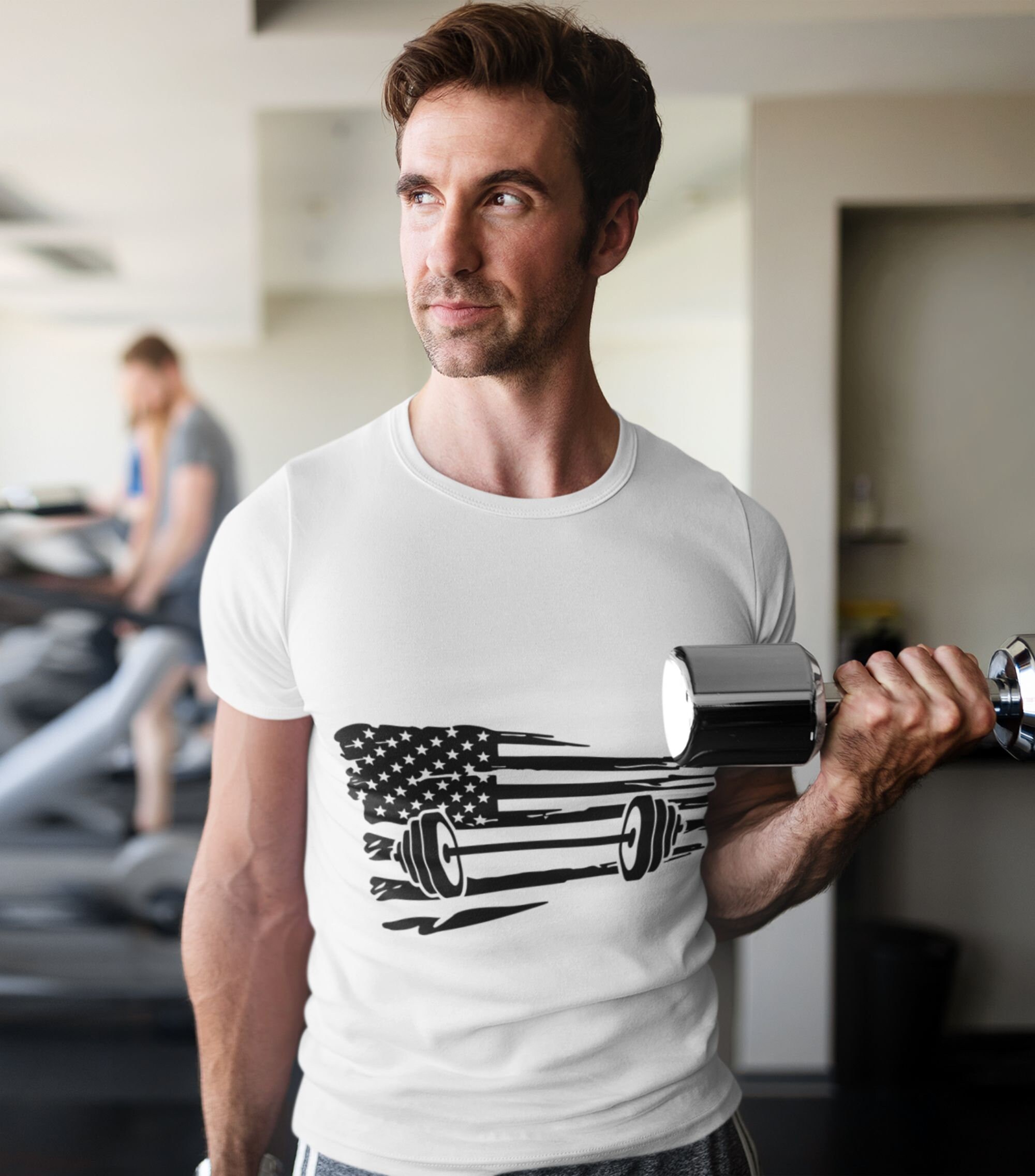 Distressed Flag With Barbell Svg Png, Workout Svg, Gym Svg, Fitness Svg ...