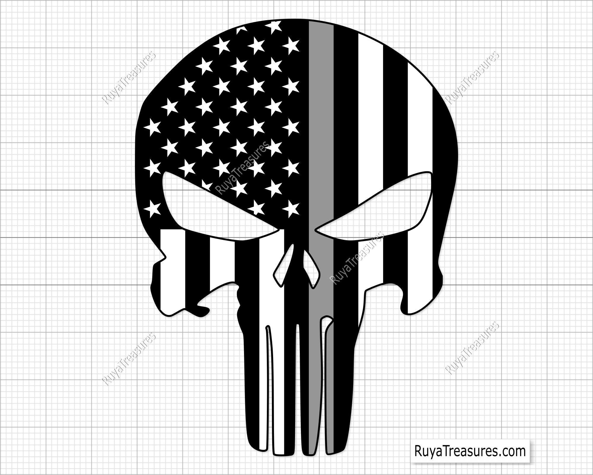 Punisher Correctional Officer Svg, Thin Silver Line Punisher Svg ...