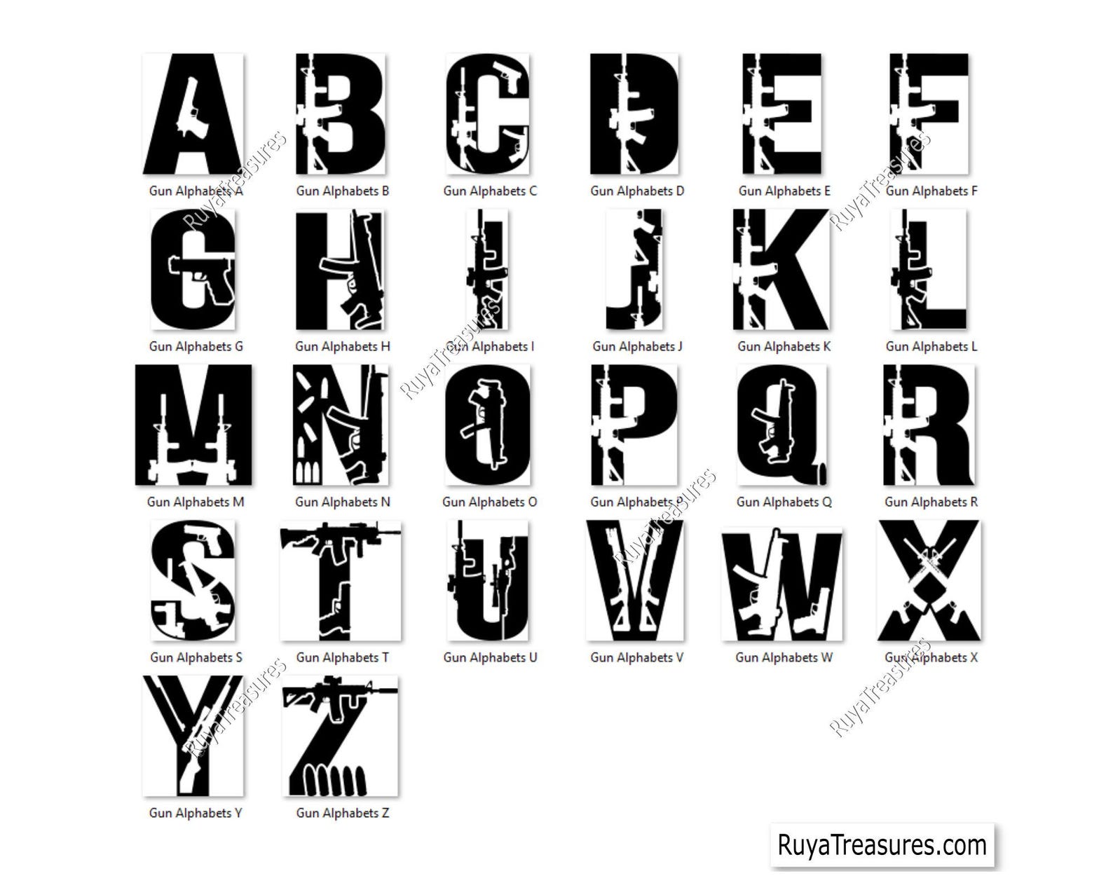 Gun Alphabet Font Letters Svg, Second Amendment Dad Rifle, 2nd ...