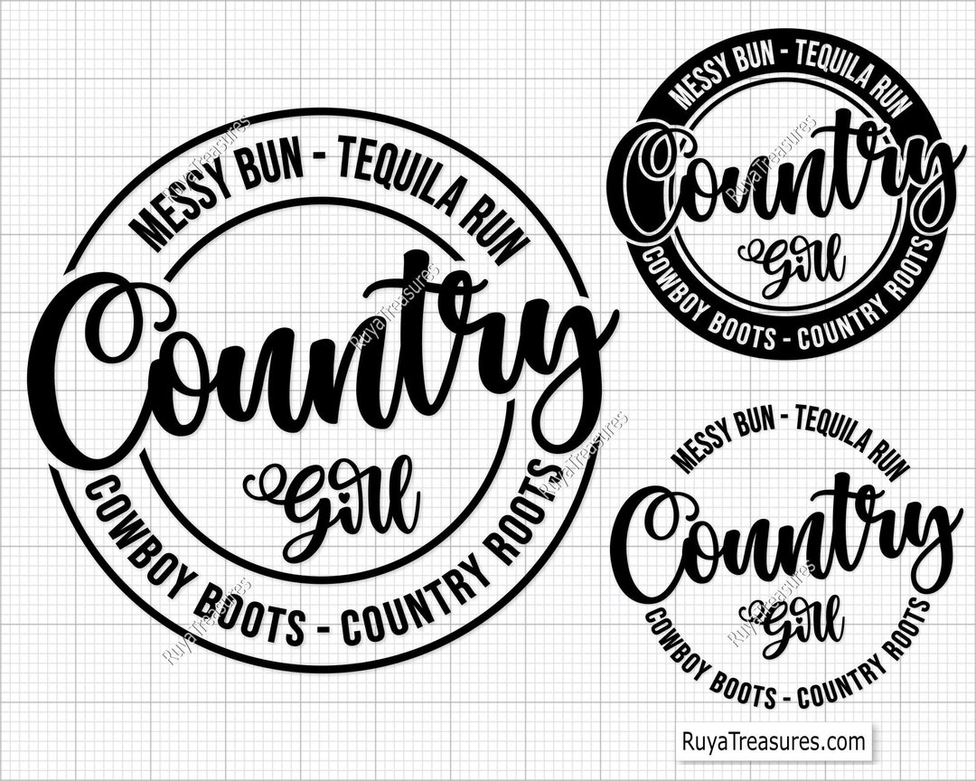 Country Girl Messy Bun Tequila Run Svg, Country Svg, Cowgirl Svg ...