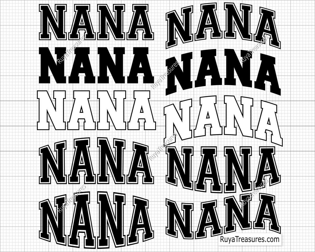Nana Varsity Svg Png, Nana Varsity Curved Svg, Nana Varsity Letters Svg ...