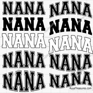 Nana Varsity Svg Png, Nana Varsity Curved Svg, Nana Varsity Letters Svg ...