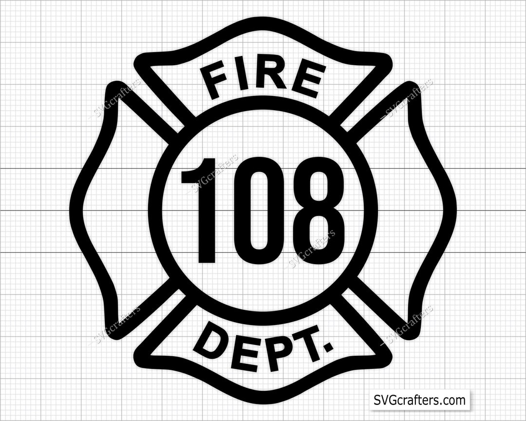 Custom Number With Fire Dept Svg, Firefighter Svg, Maltese Cross Svg ...