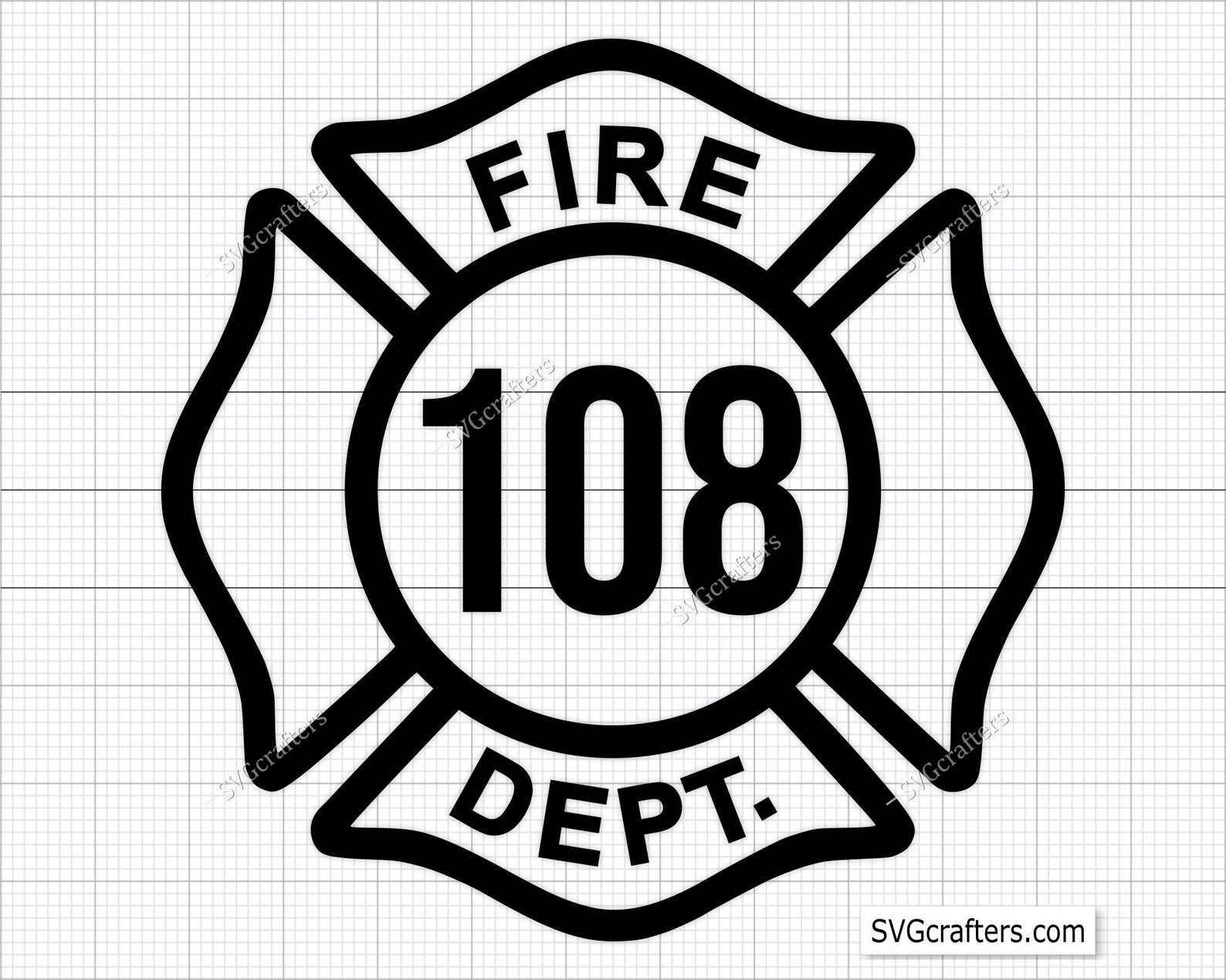 Custom Number With Fire Dept Svg, Firefighter Svg, Maltese Cross Svg ...