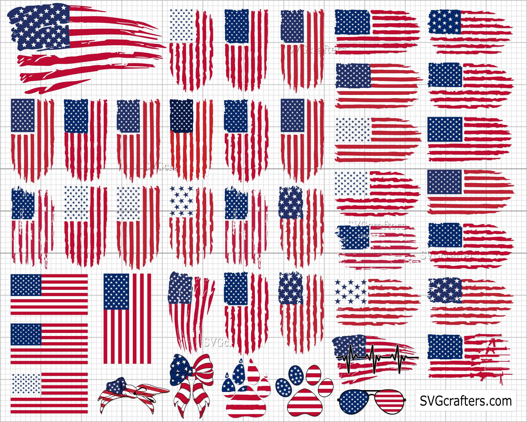 American Flag Svg 4th of July Svg Distressed Flag Svg - Etsy