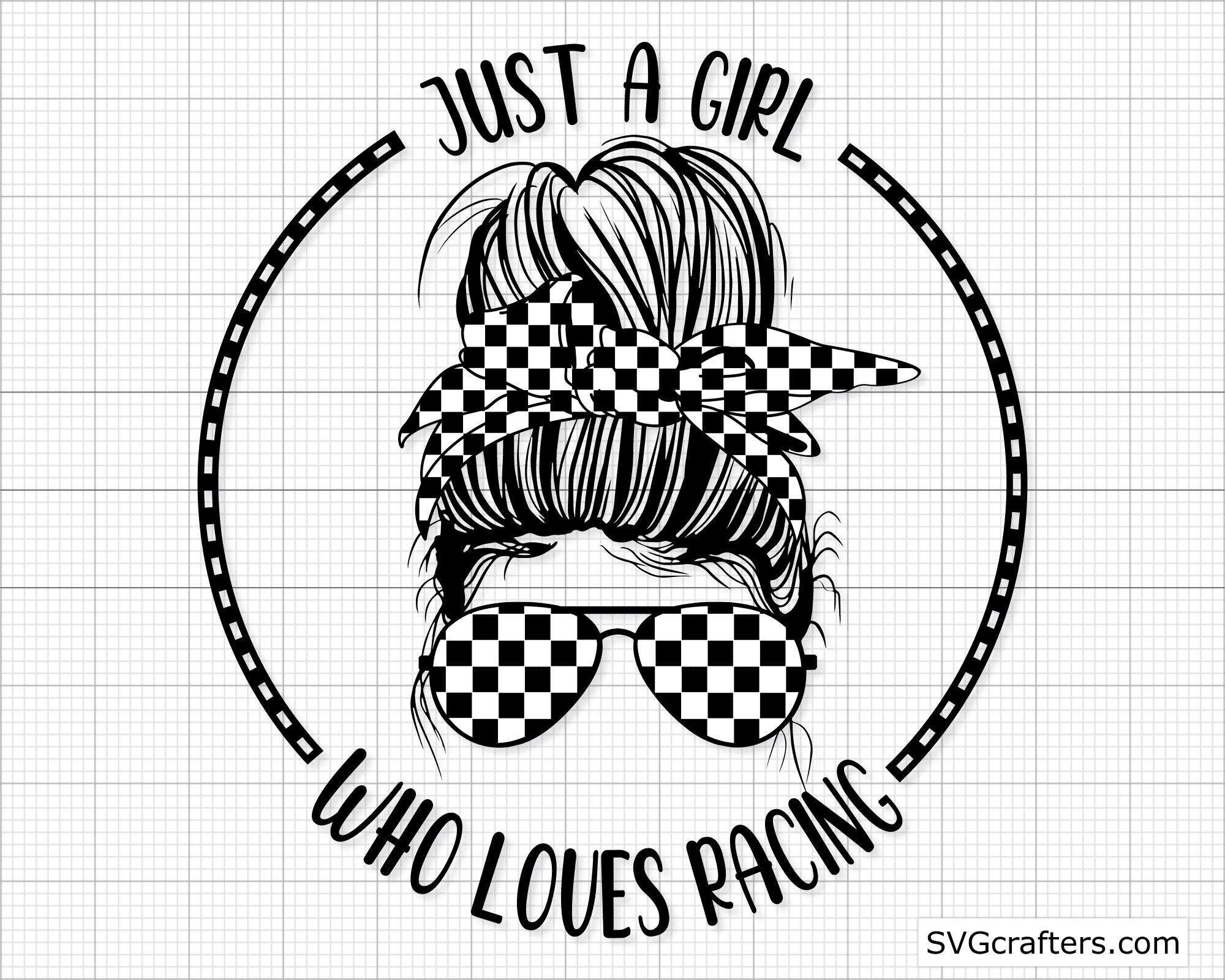 Just a Girl Who Loves Racing Svg, Messy Bun Racelife Svg, Racing Svg ...