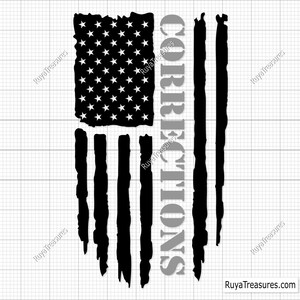 Corrections Flag Svg Png, Thin Silver Line Flag Svg, Correctional ...