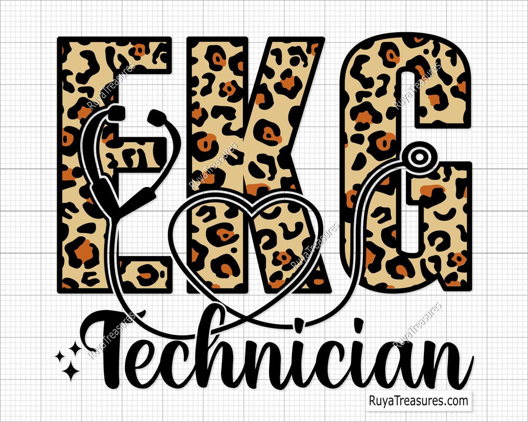EKG Technician Svg, Leopard Print EKG Tech Svg, Stethoscope Heart Svg ...