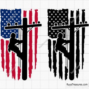 Lineman Flag Svg, Electrician Flag Svg Png, Electrician Svg, Lineman ...