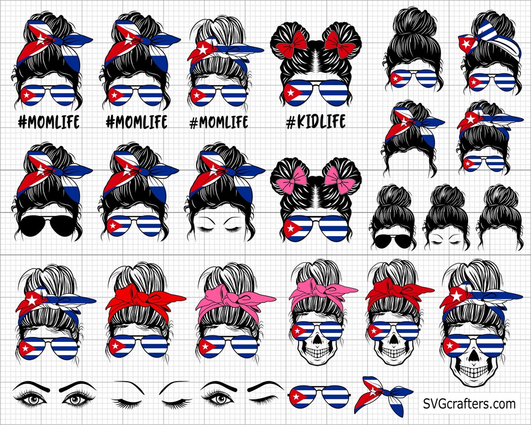Cuban Momlife Svg Png, Cuba Bun Hair Svg, Cuban Flag Svg Png, Cuban Svg ...