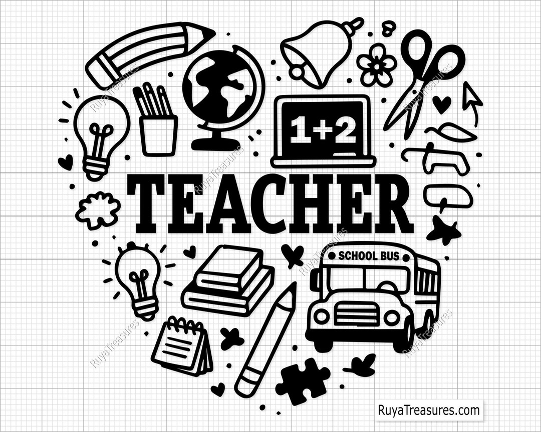 Teacher Heart Svg, School Heart Svg, Apple Heart Svg, Back to School ...