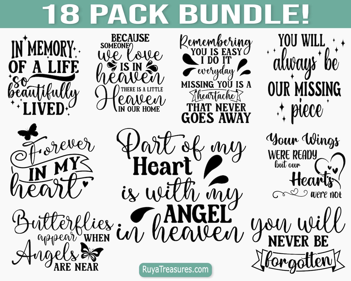 Memorial Svg Bundle, Memorial Quotes Svg, in Loving Memory Svg, Rest in ...