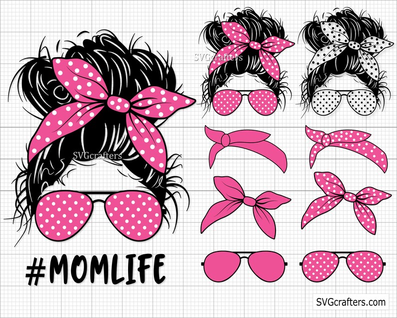 Messy Bun Svg Messy Bun With Glasses Svg Momlife Svg Mom Etsy
