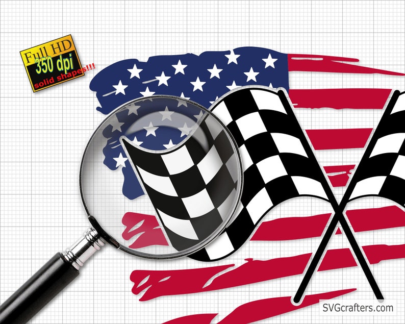 Racing American Flag Svg, Racing USA Flag Svg, Racing Flag With ...