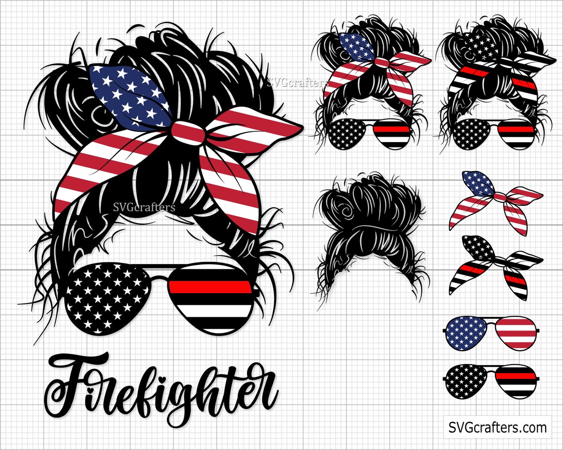 Messy Bun Firefighter Svg, Fireman Svg, Fire Dept Svg, Fire Department ...