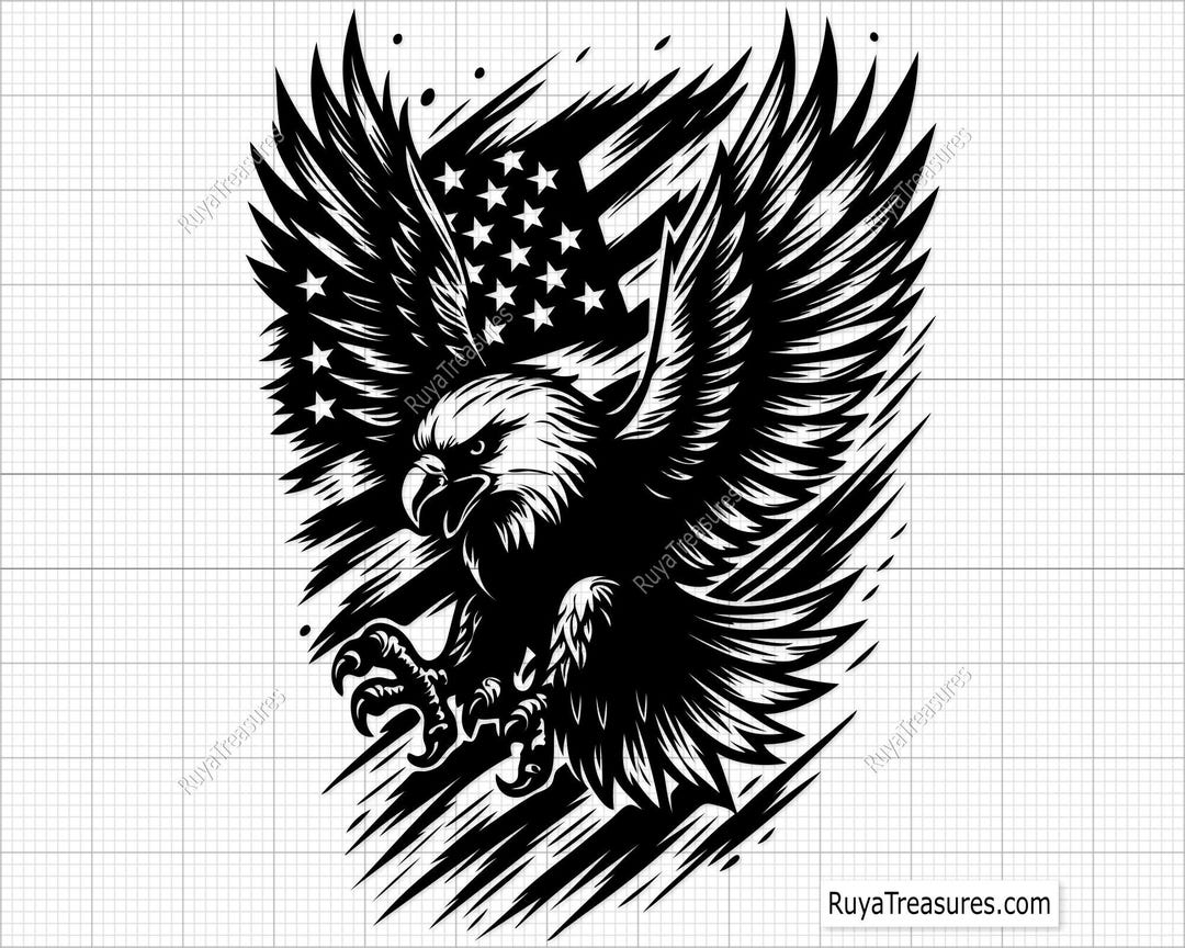Flying Eagle With USA Flag Svg, American Eagle Svg, Patriotic Bird Svg ...