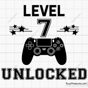 Level 7 Unlocked Svg, 7th Birthday Svg, My 7th Birthday Svg, Seventh ...