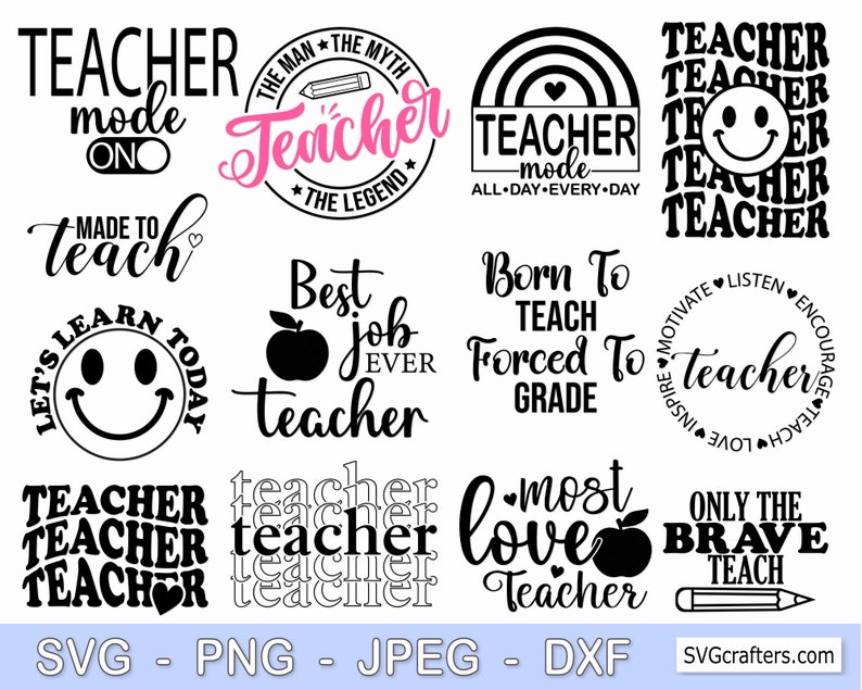 Teacher Svg Bundle Back to School Svg Teacher Quote Svg - Etsy Australia