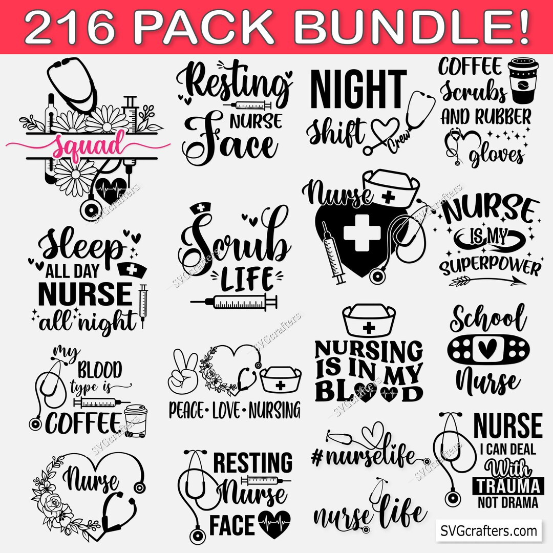 NURSE Huge Svg Bundle, Nurse Sayings, Nurse Life Svg, Nurse Monogram ...