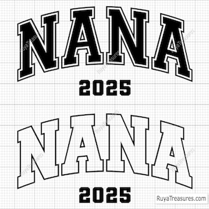 Nana Varsity Svg Png, Nana Varsity Curved Svg, Nana Varsity Letters Svg ...
