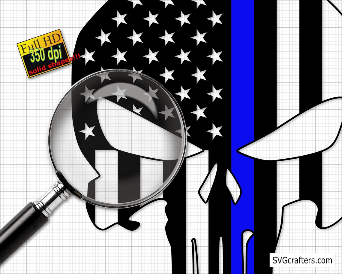 Punisher Skull US Flag Thin Blue Line Svg Police Flag Svg - Etsy