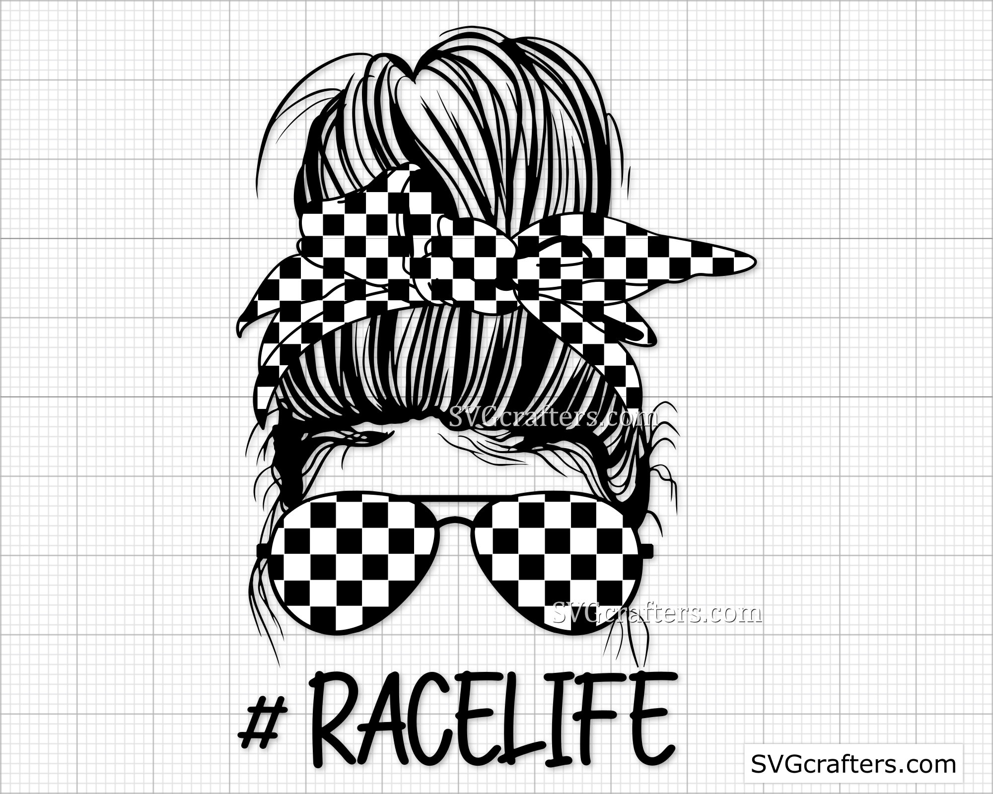Messy Bun Racelife Svg Racing Svg Racing Life Svg Checkered | Etsy
