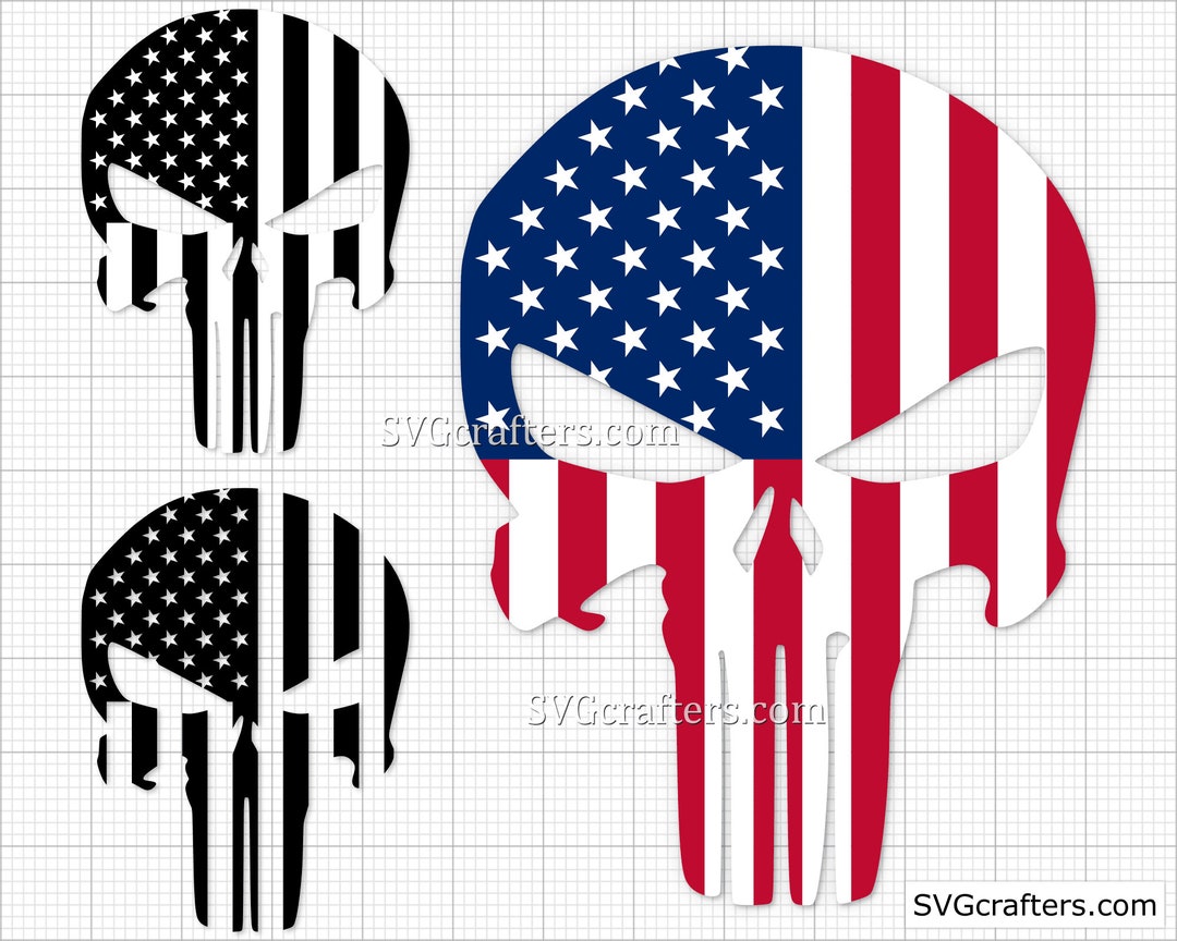 American Punisher Flag Svg, Punisher Svg, Punisher Skull Svg, Skull Svg ...