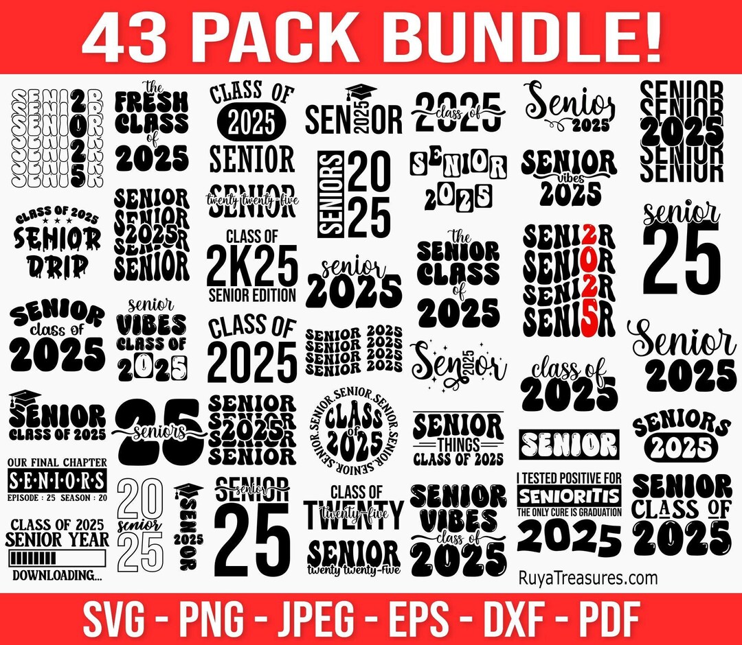 Senior 2025 Svg Bundle, Graduation Svg Png, Senior Class of 2025 Svg ...