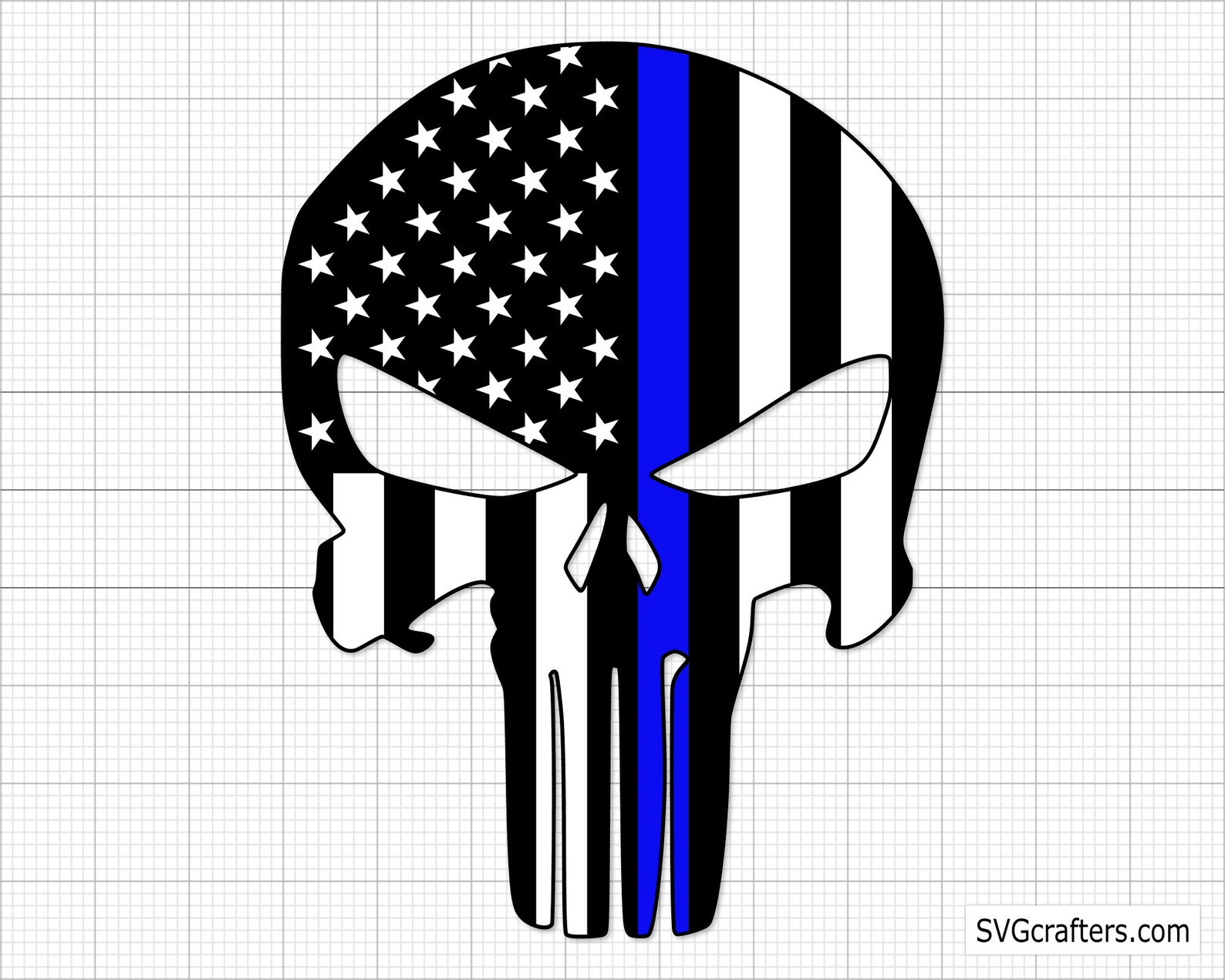 Punisher Skull US Flag Thin Blue Line Svg Police Flag Svg - Etsy