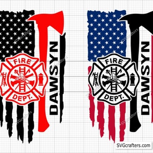 Personalized Firefighter Flag Svg, Custom Firefighter Flag Svg, Fireman ...
