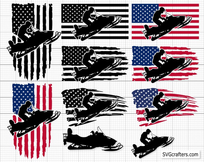 Snowmobile Man Flag SVG, Snowmobile Svg, Clipart for Cricut/silhouette ...