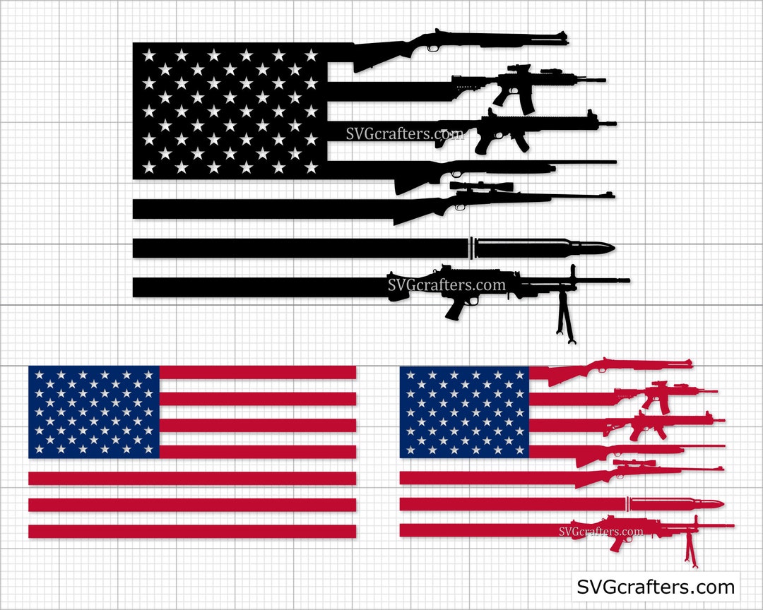 American Gun Flag Svg, Rifle Flag Svg, Guns Svg, 2nd Amendment Svg ...