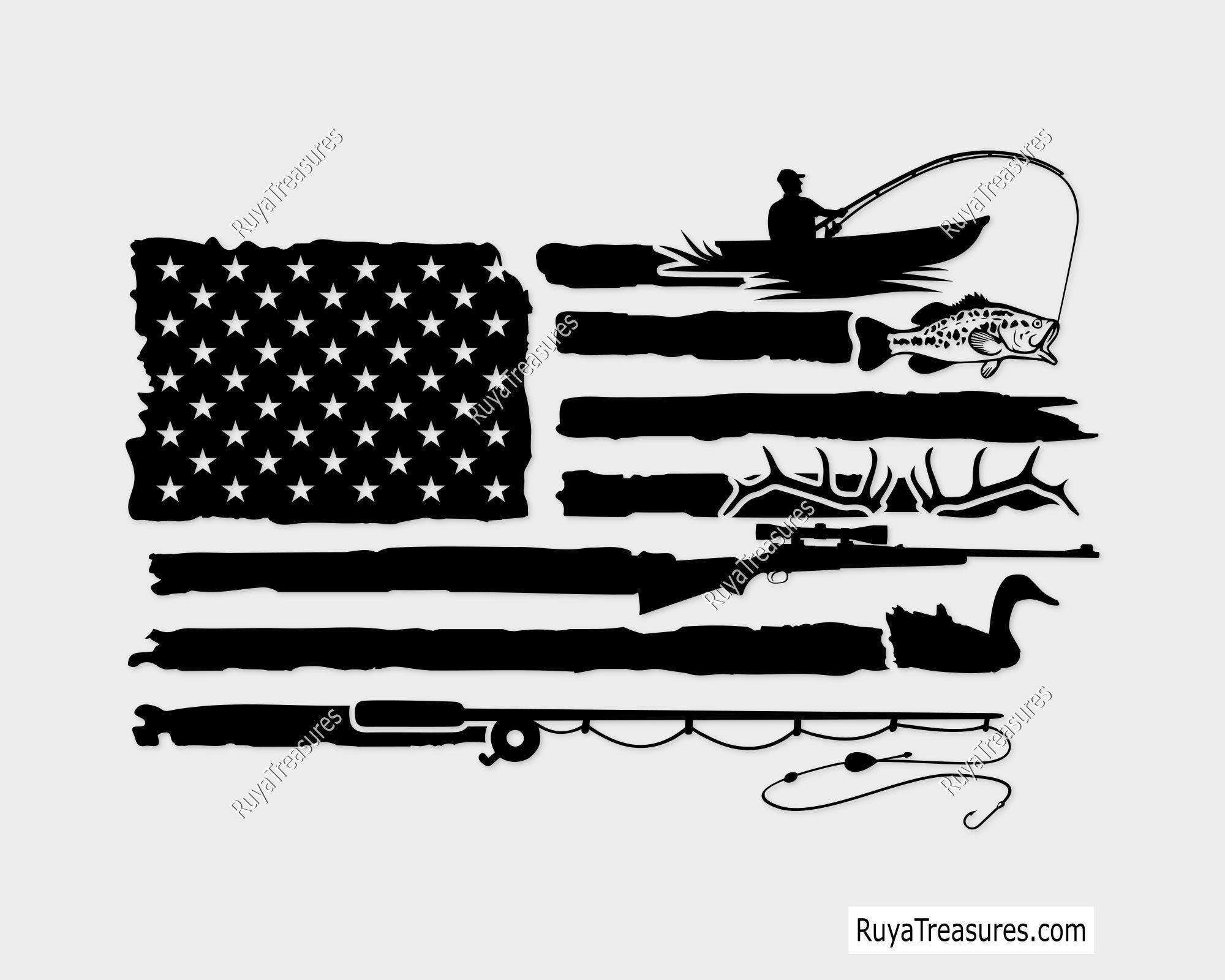 Fishing Flag Svg, Hunting Flag Svg, American Flag Fishing Svg, USA Flag ...