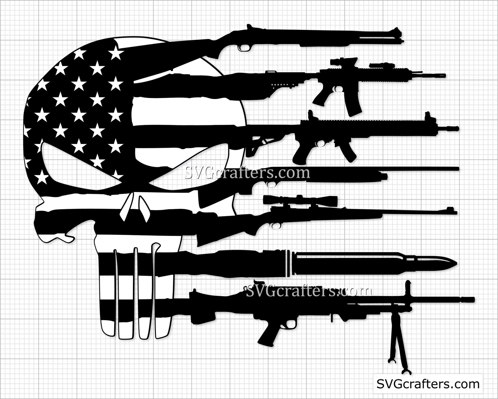 The Punisher Gun Flag Svg Rifle Flag Svg Guns Svg 2nd - Etsy