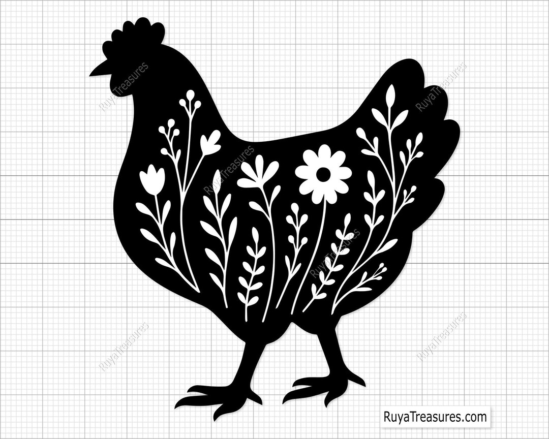 Floral Chicken Svg, Farmhouse Chicken Svg, Rustic Hen Svg, Poultry Svg ...