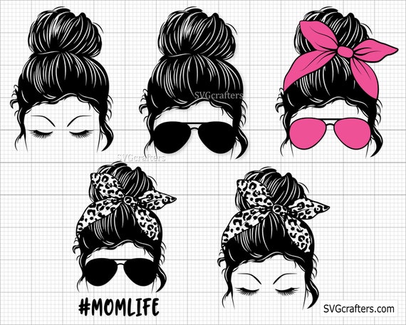 Messy Bun Svg Mom Life Svg Svg Cut Files Mom Bun Cricut Etsy