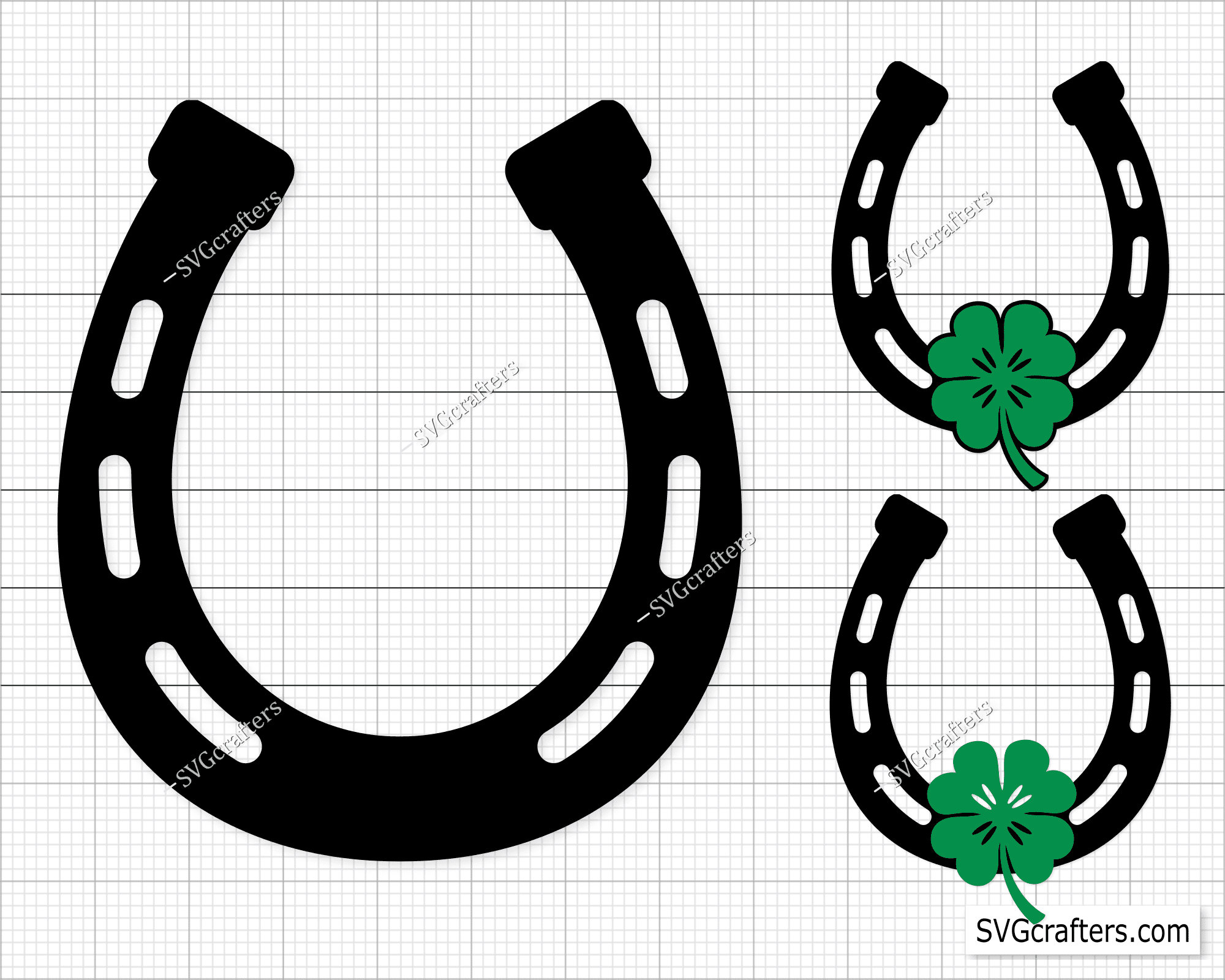 Hufeisen 4-Blatt-svg, Klee Umriss SVG, Hufeisen-Svg-Dateien, 4 Blatt ...