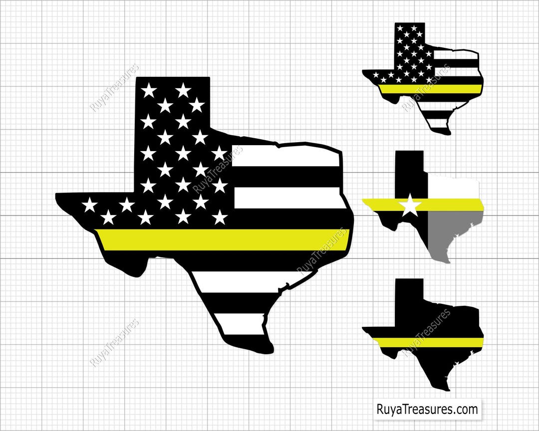 Texas Thin Yellow Line Svg, Dispatcher Texas Flag Svg, 911 Dispatcher ...