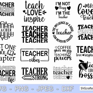Teacher Svg Bundle, Back to School Svg, Teacher Quote Svg, Teacher ...