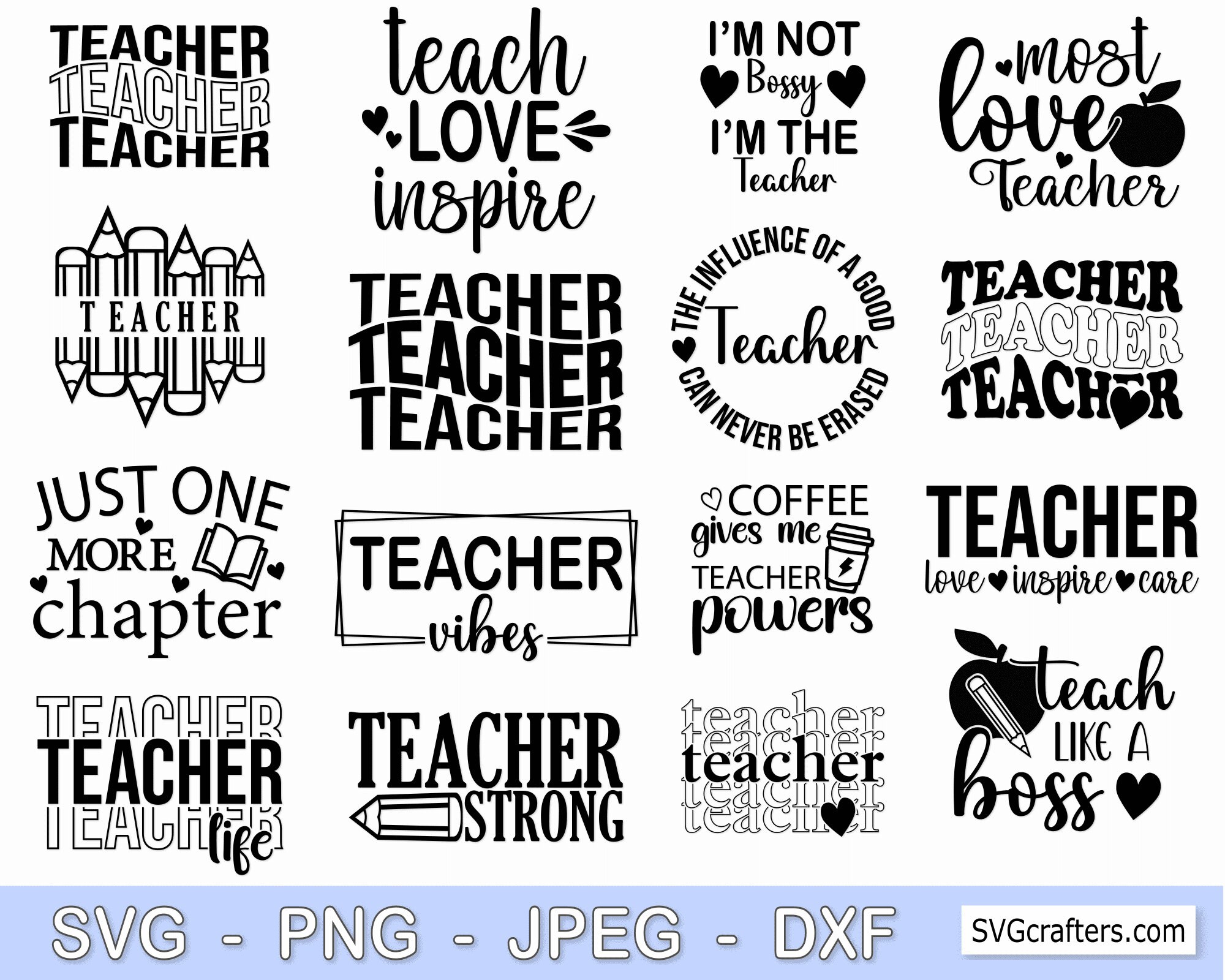 Teacher Svg Bundle Back to School Svg Teacher Quote Svg - Etsy UK